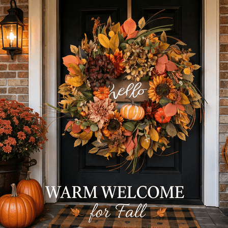 24-inch Artificial Fall Floral Wreath for Front Door with Peonies ...