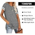 TEMOFON Summer Tops for Women Casual Color block Sleeve T Shirts Side ...