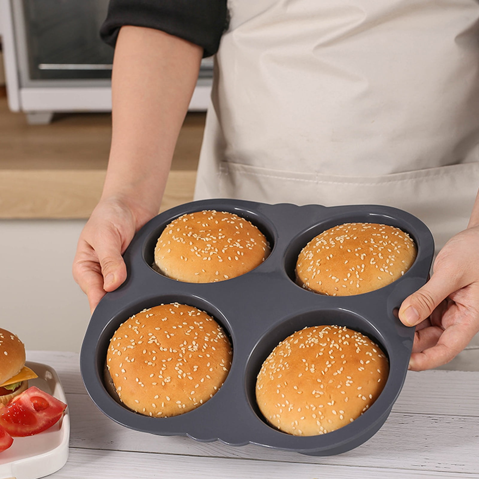 Food Grade 4/6 Grids Burger Mold with Even-Heat Holes - Easy Release ...