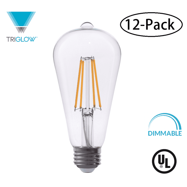 TriGlow (12-Pack) 7 Watt (60W Equivalent) LED ST19 Glass Bulb, 2700K ...