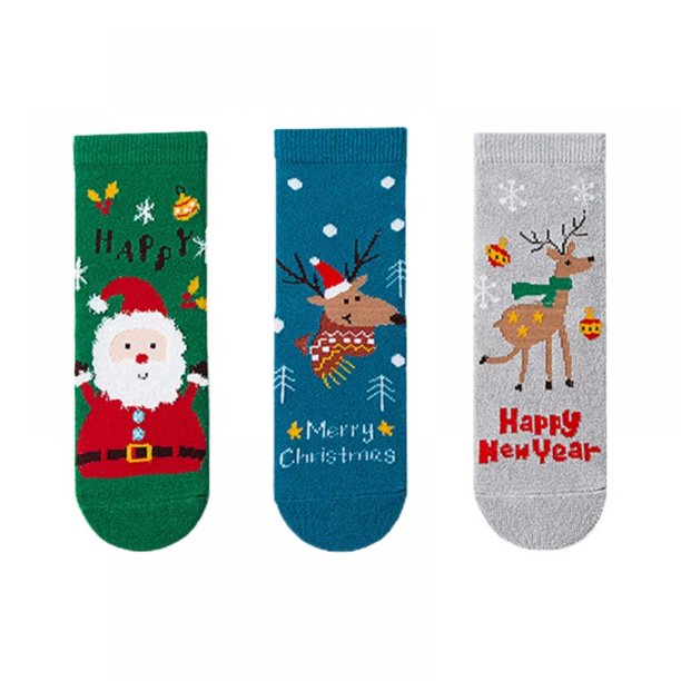 3 Pairs Christmas Socks Kids Boys Girls Socks Santa Claus Reindeer ...
