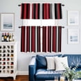 Black Red Kitchen Curtains and Valances Set, Grey Stripe Abstract ...