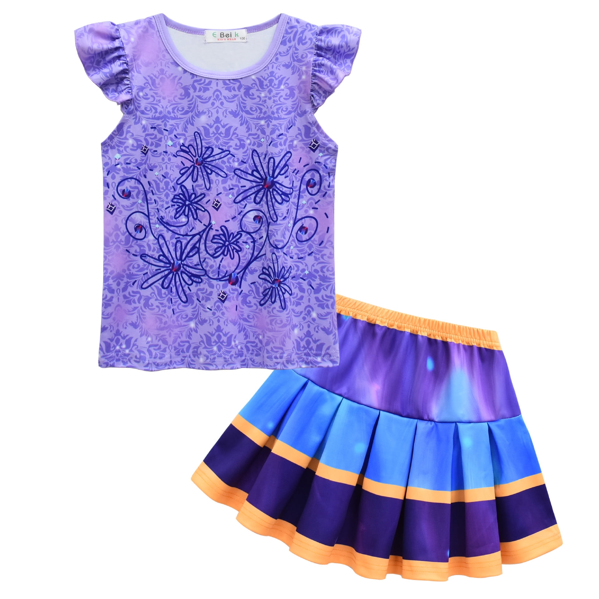 SUEE Girls Flower Outfits Short Skirt Sets Summer 2-Piece Sets, 3-8 ...
