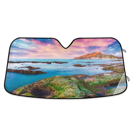 Car Sun Visor Sunset Giallonardo Beach Sicily Italy Car Front ...