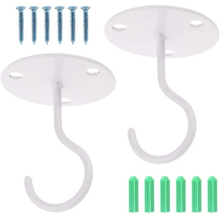 CARBONLIKE 2 Pack White Wall Mounted Ceiling Hooks, Metal Plate Hanger ...