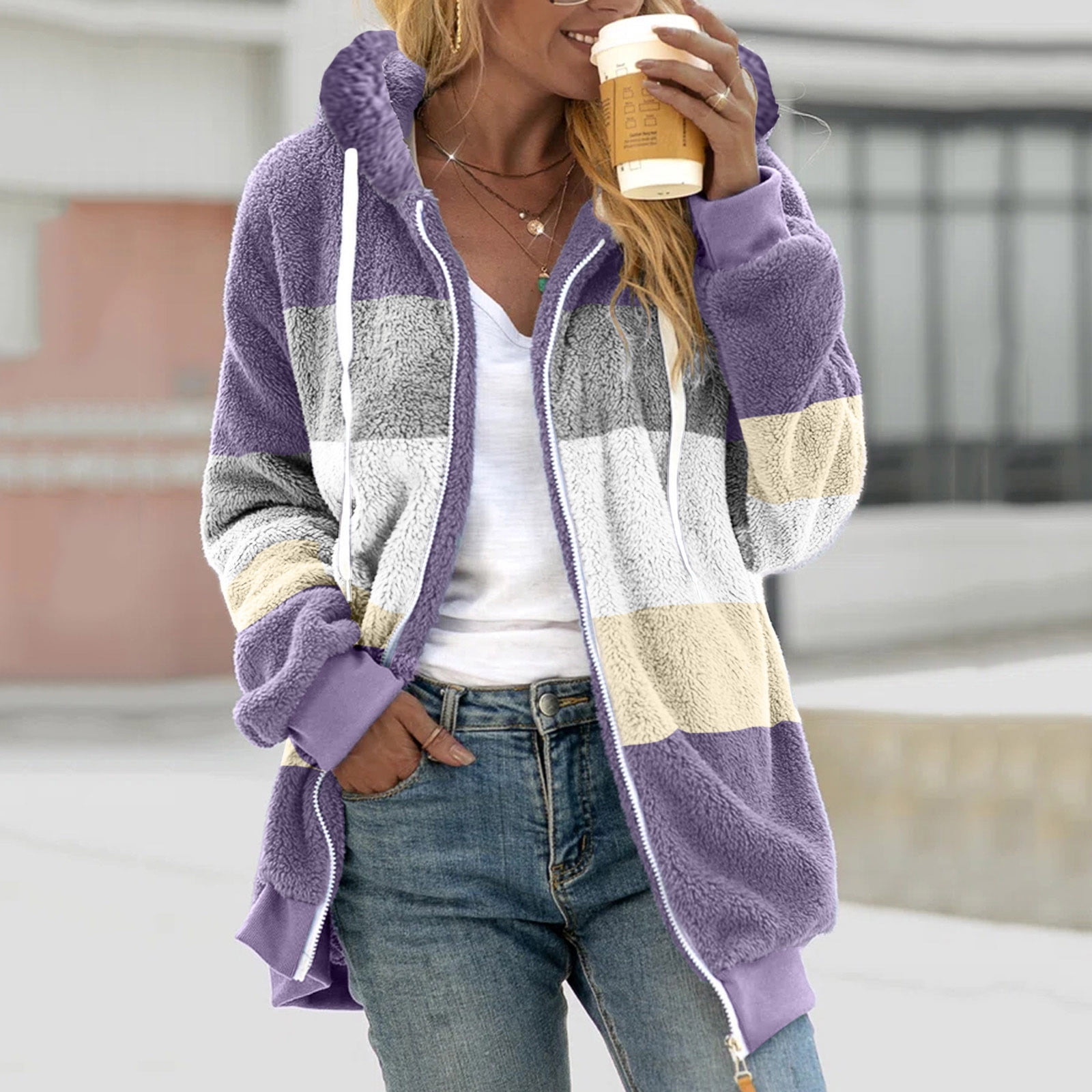 Click here for Zanvin Womens Winter Fuzzy Fleece Jacket Hooded Co... prices