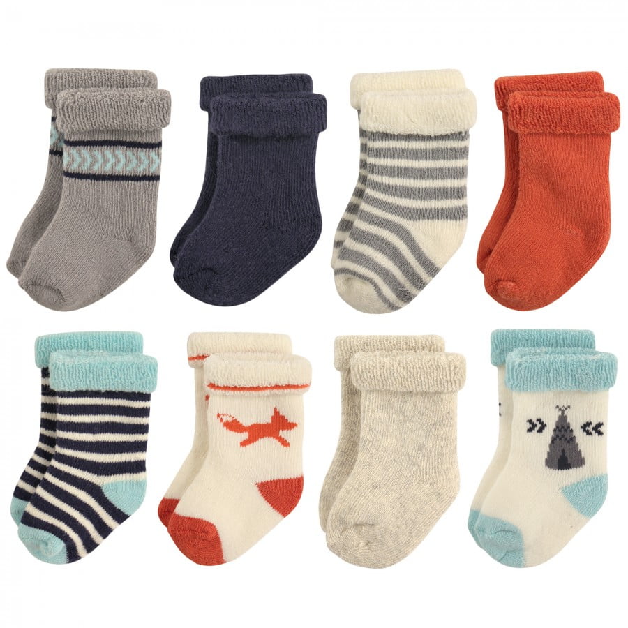 Hudson Baby Infant Boy Cotton Rich Newborn and Terry Socks, Boy Fox, 12 ...
