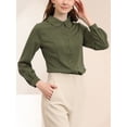 DARING DIVA Women's Peter Pan Collar Long Sleeve Button Down Work ...