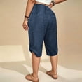 Bloomae Womens Wide Leg Cropped Pants Wide Smoked Elastic High Waist ...