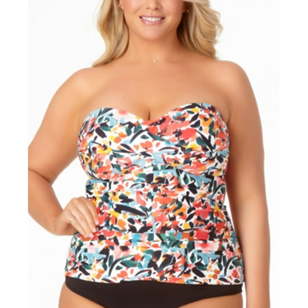 Anne Cole Anne Cole Sunset Floral Twist Front Bandeau Tankini Swim