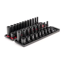 TEKTON 3/8 Inch Drive 6-Point Impact Socket Set with Rails, 24-Piece (8 ...