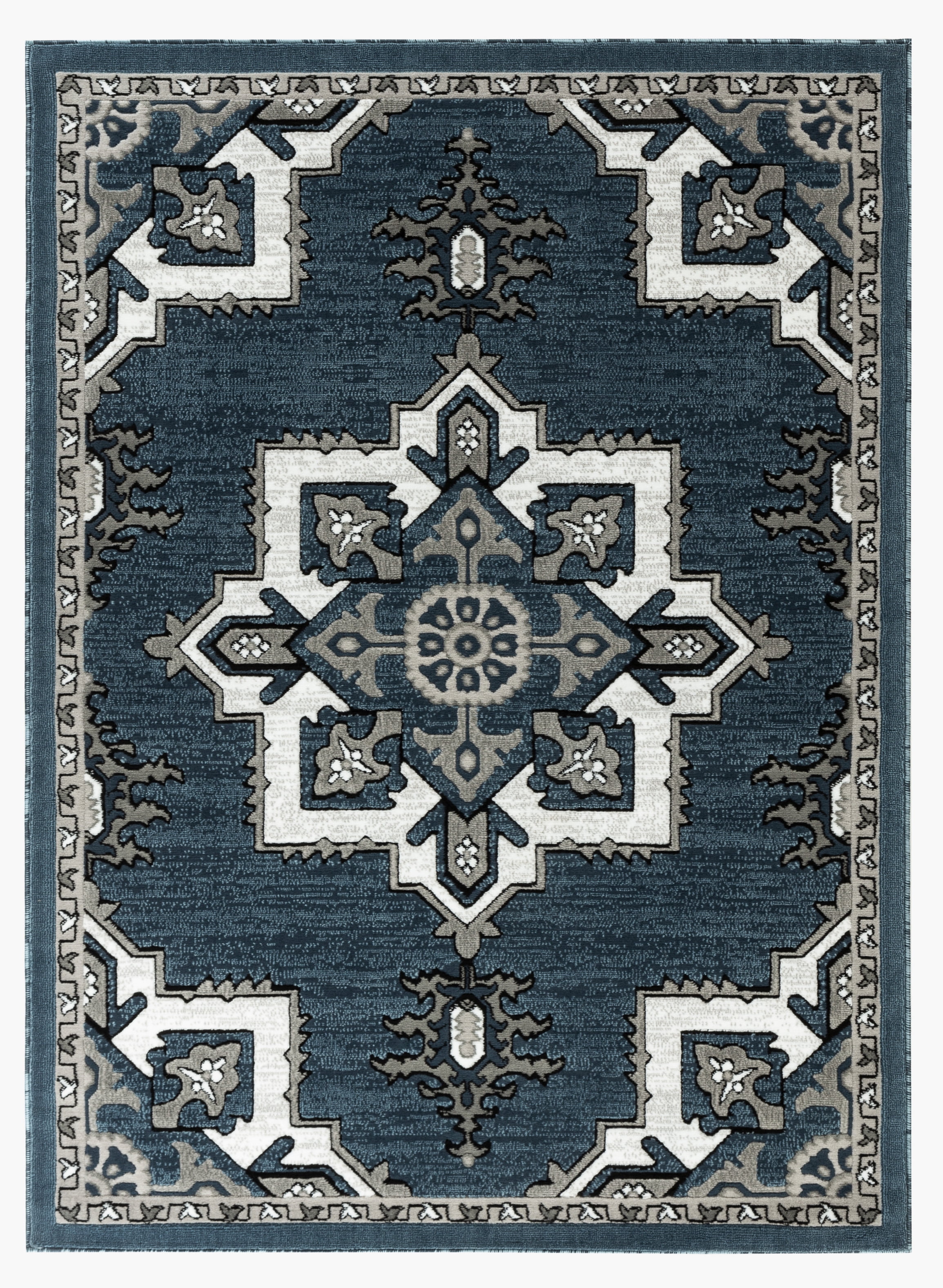 Newport Collection - Blue, Gray, Light Gray Traditional Area Rug ...