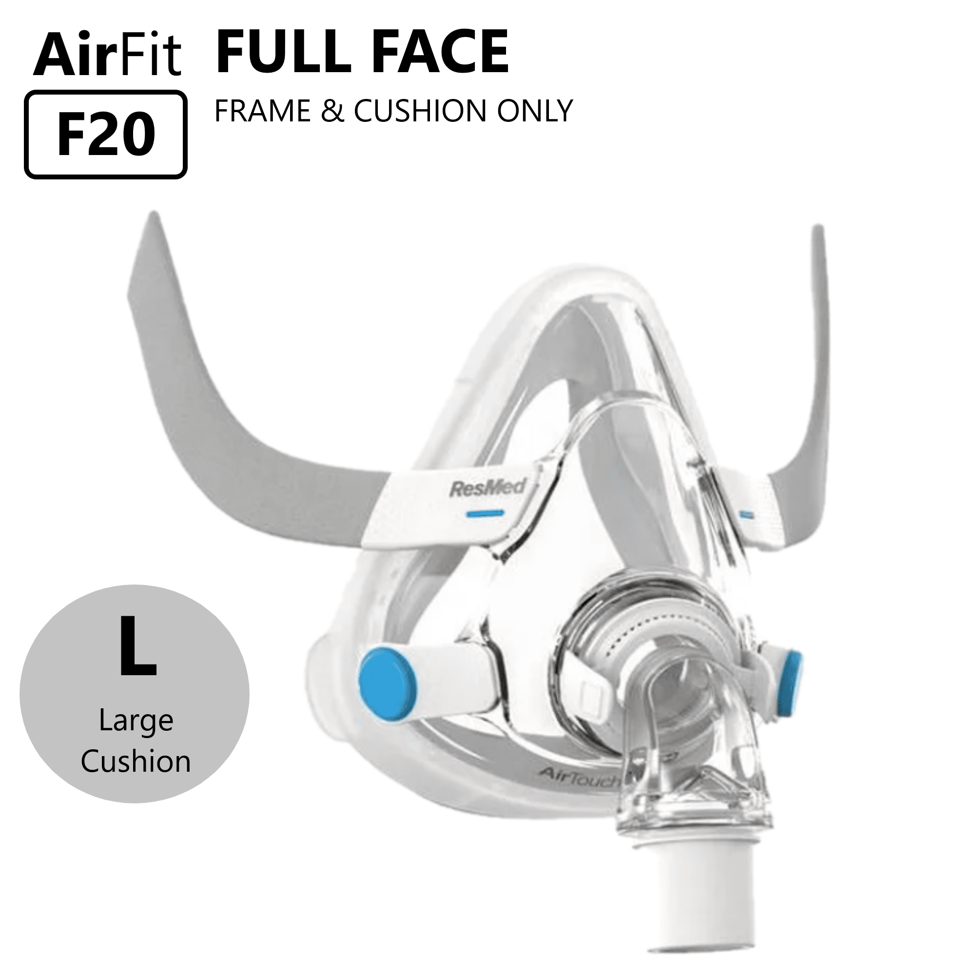 ResMed AirFit F20 Full Face Frame System includes Frame & Cushion Only Size Large Cushion *EN ...