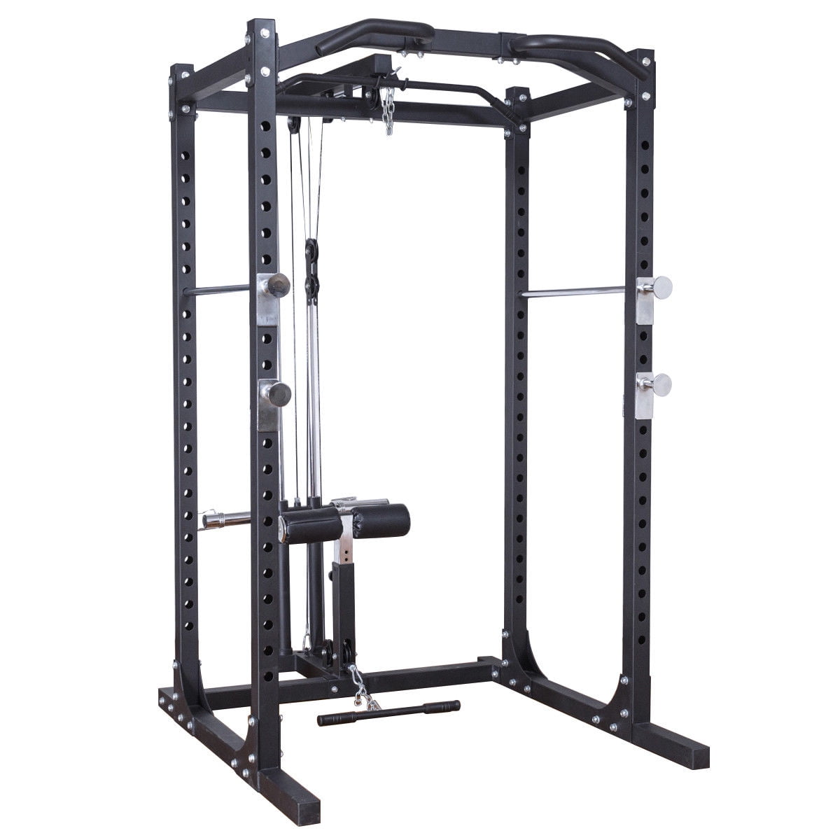 Gymax Fitness Power Rack w Lat Pull Attachment Weight Holder Exercise ...