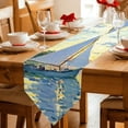 Coastal Nautical Table Runner Linen Burlap Table Runner 72 Inches Long ...