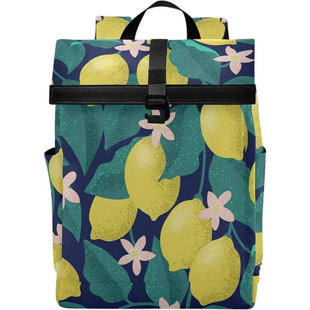 Lemons Branches with Flower Backpack Roll Top Daypack Laptop Work ...