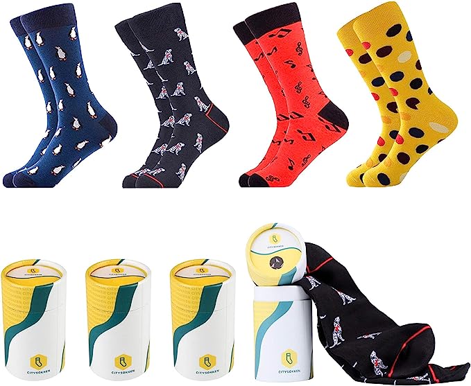 Funky Jazzy Dress Crew Socks For Both Men and Women 4 Pack - Walmart.com