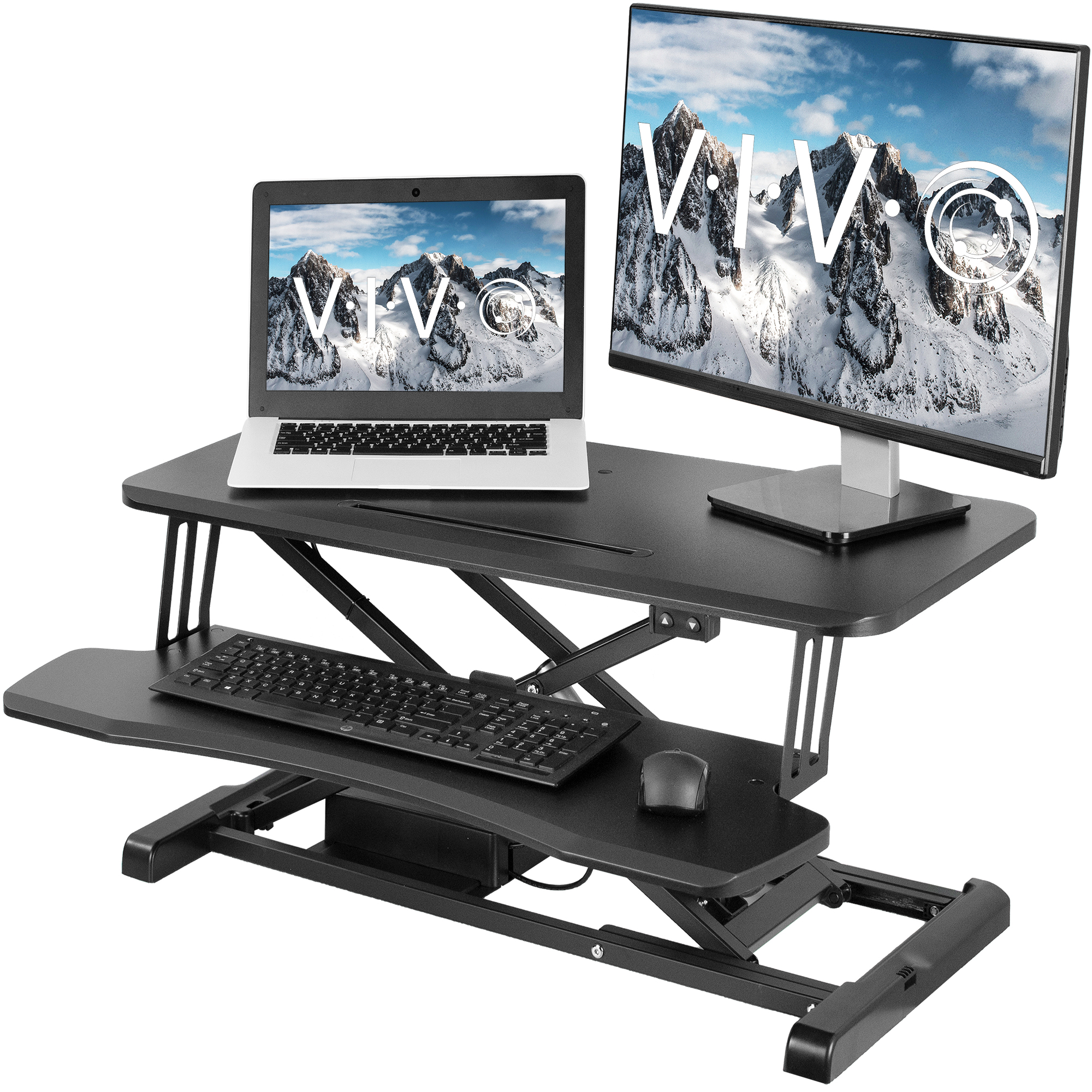 VIVO Black Electric Height Adjustable Standing Desk Sit To Stand VIVO Black Electric Height Adjustable Standing Desk Sit To Stand