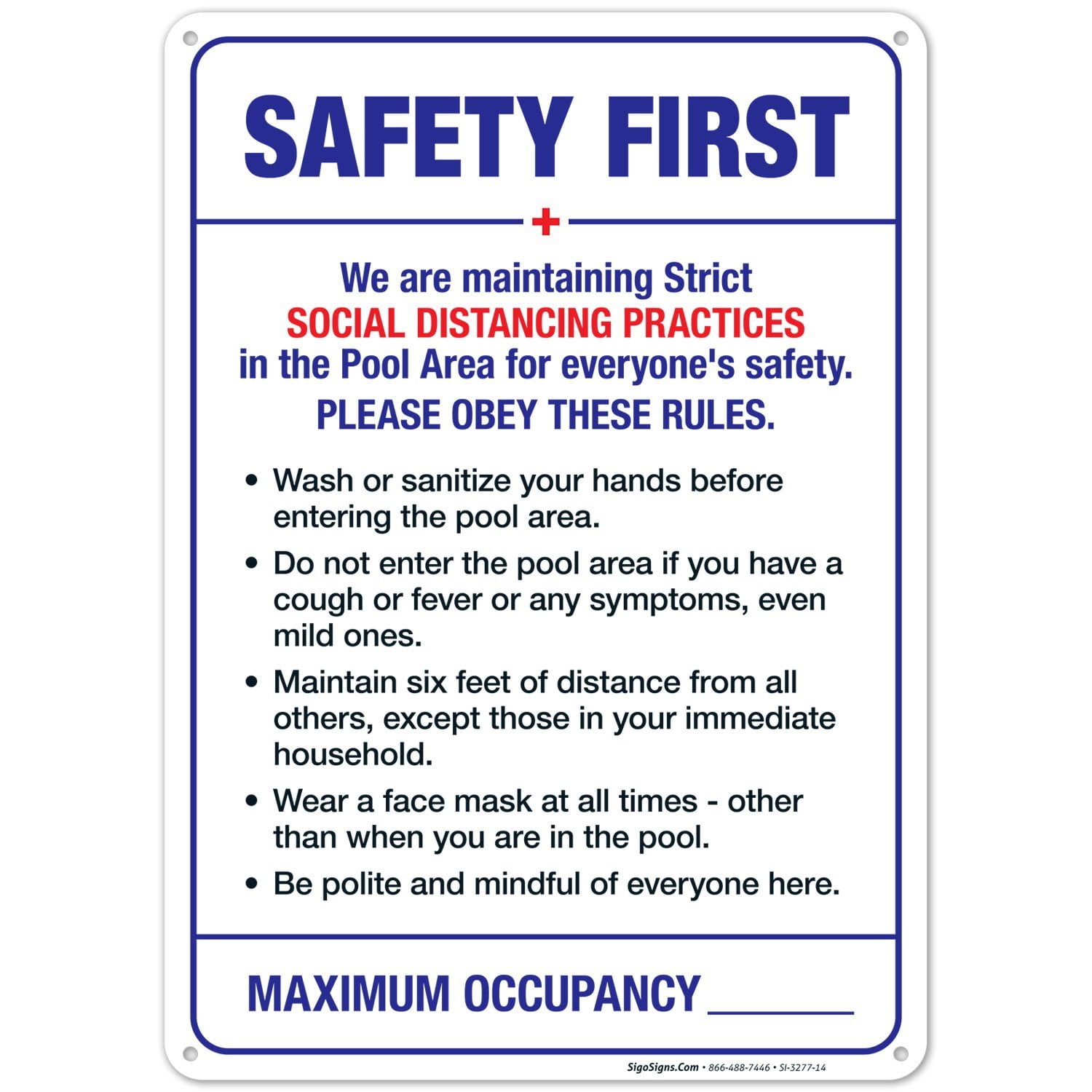 Social Distancing Pool Rules Sign, Pool Rules Safety Sign, - Walmart.com