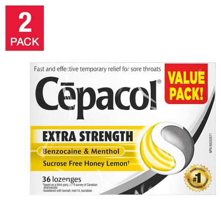 Cepacol Extra Strength Sensations Honey Lemon Lozenges, 2 x 36 Lozenges ...