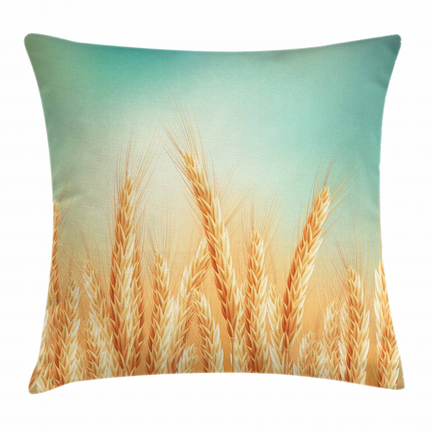 Harvest Throw Pillow Cushion Cover, Wheat Field and Blue Sky ...