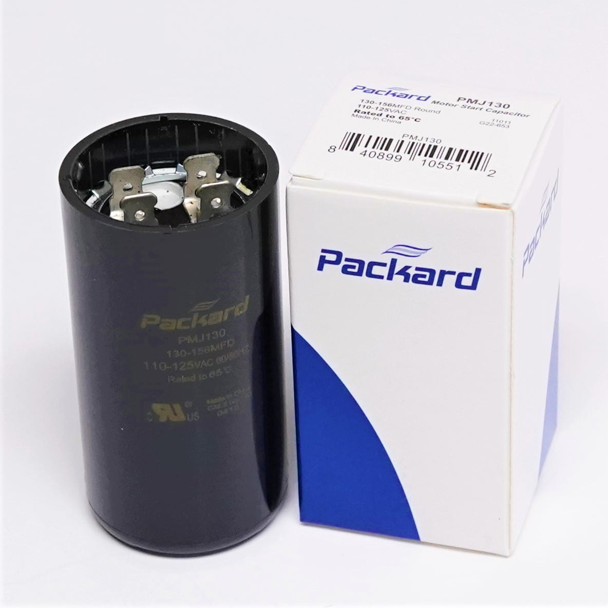 Packard PMJ130 Motor Start Capacitor. 130-156 MFD UF / 110-125 VAC ...