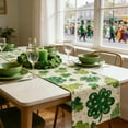 Fasiaou 3 Counts St. Patrick's Day Table Runner Linen Fabric Shamrocks ...