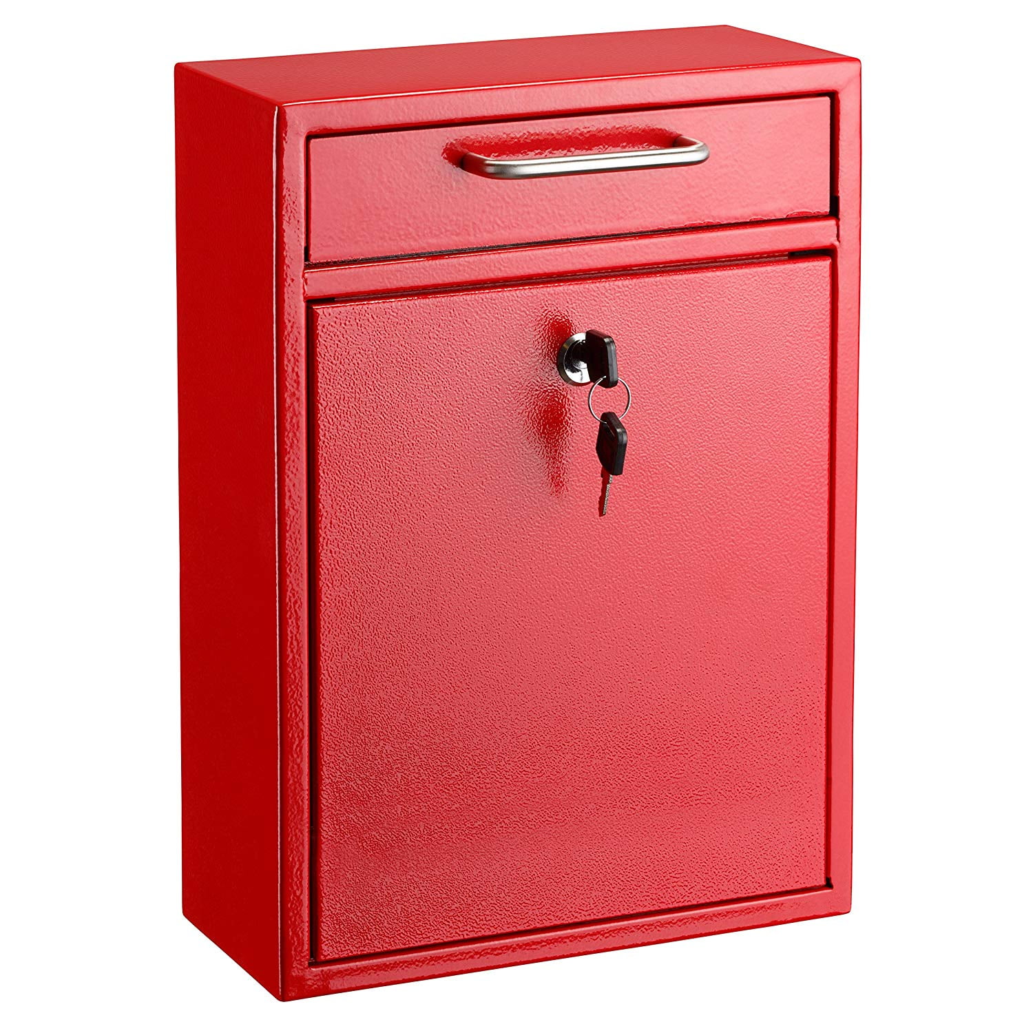 AdirOffice Steel Wall Mountable Large Mail/File Box w/Key Lock, Red ...