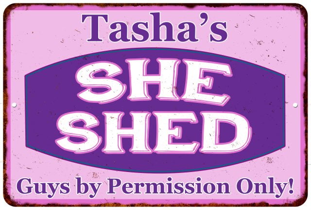 Tasha's Purple & Pink SHE SHED Vintage Sign 8x12 Woman Wall Decor ...