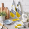 2 Pack Abstract Color Stitching Kitchen Towels Yellow Gray Wavy Pattern ...