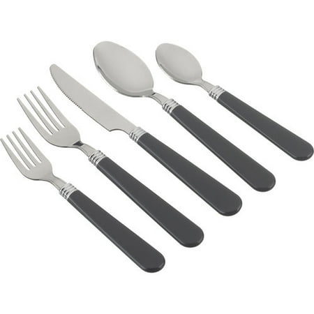 Mainstays Plastic Handle 48pc Flatware Set, Black - Walmart.com