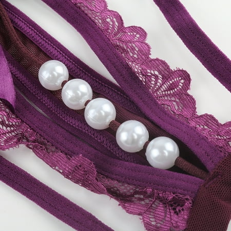 Sexy Women Low Waist Bowknot Bead G String String Bead Beads Panties ...