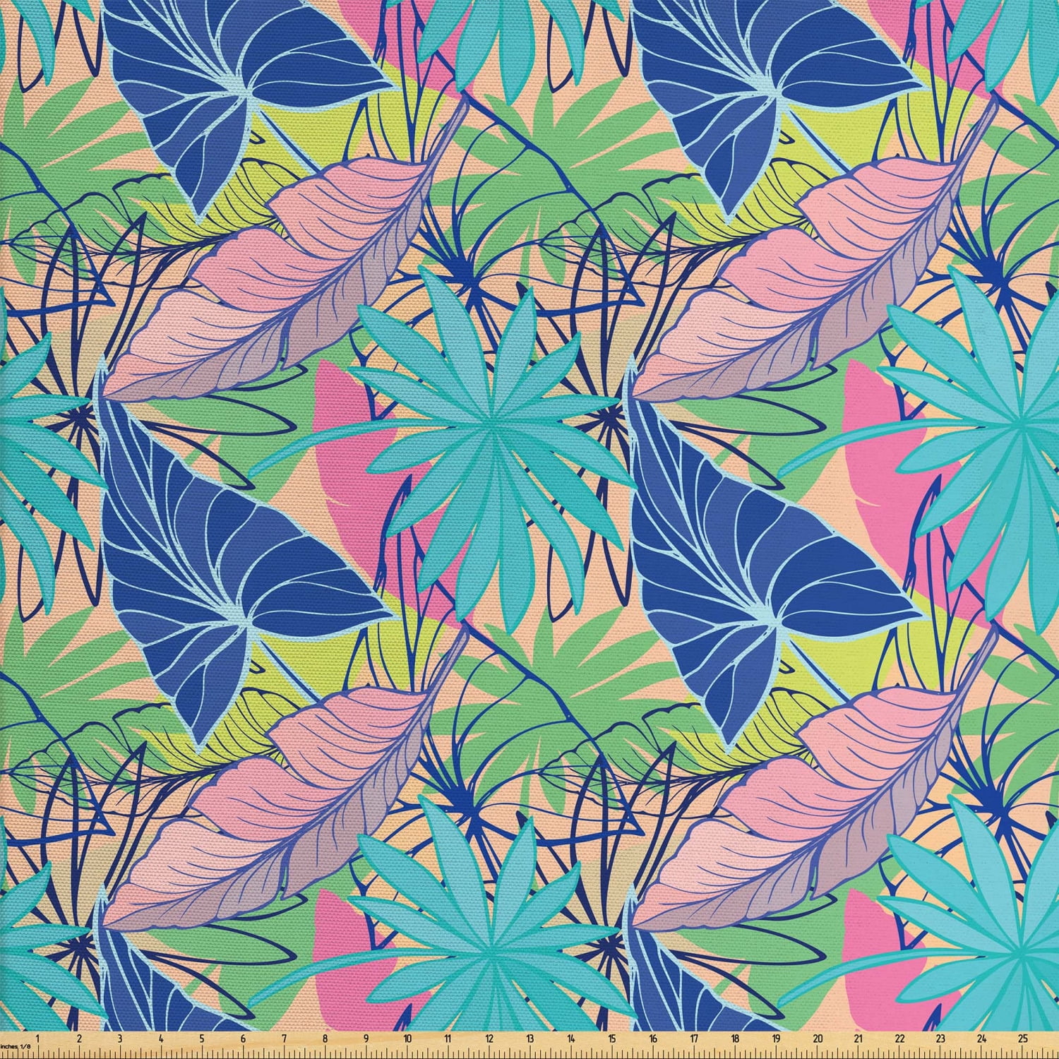 Leaves Upholstery Fabric by the Yard, Tropical Forest Foliage Design ...