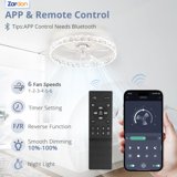 Zardon 20-Inch Diamond Ceiling Fan with Light and Remote Control, White ...