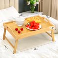 2 Pack Bamboo Bed Tray Table, Folding Legs and Handles, Breakfast Tray ...