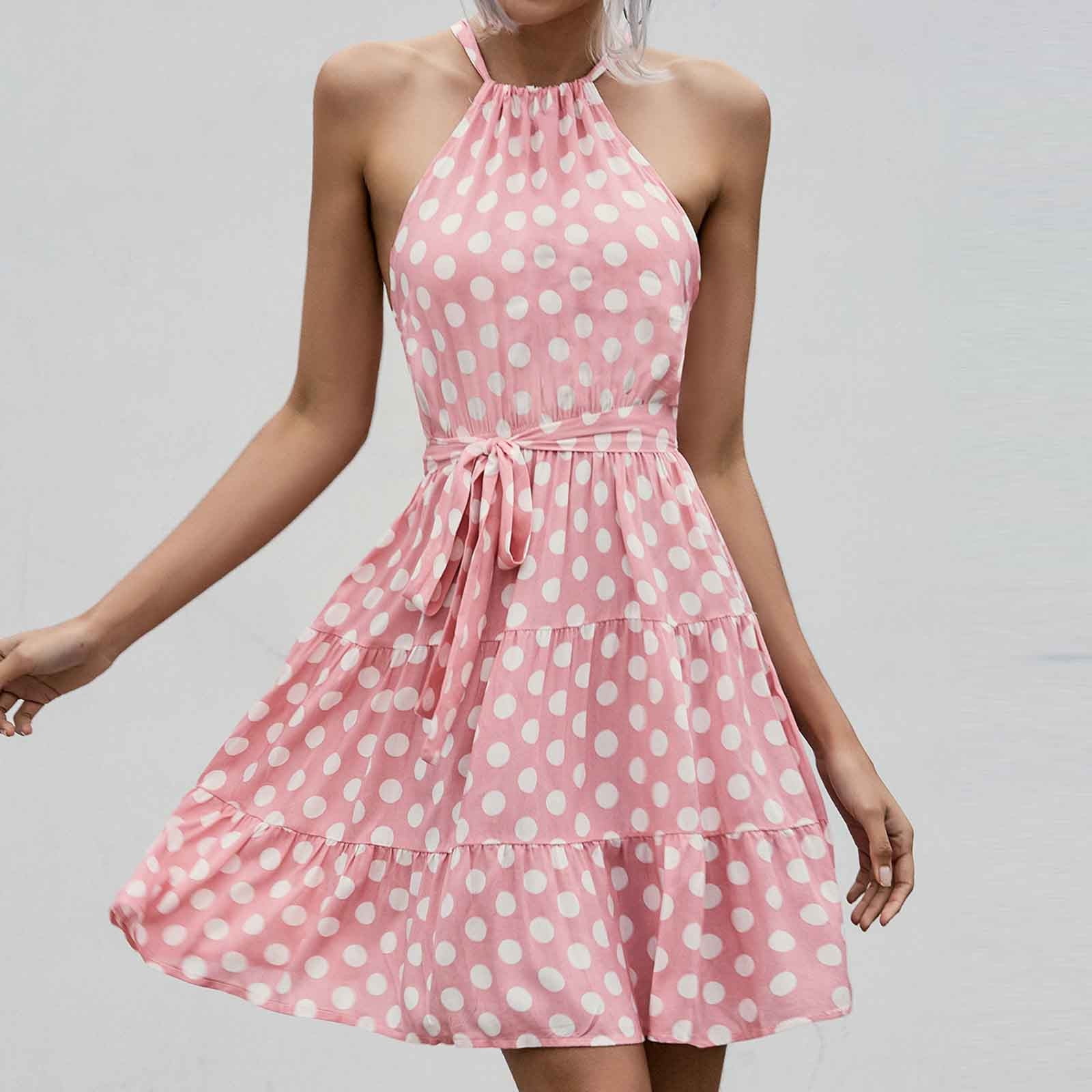 Click here for Cehvom Women Summer Casual Sleeveless Halter Wave... prices