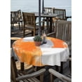 Burnt Orange Grey Table Cloth Round Tablecloth, Modern Oil Painted ...