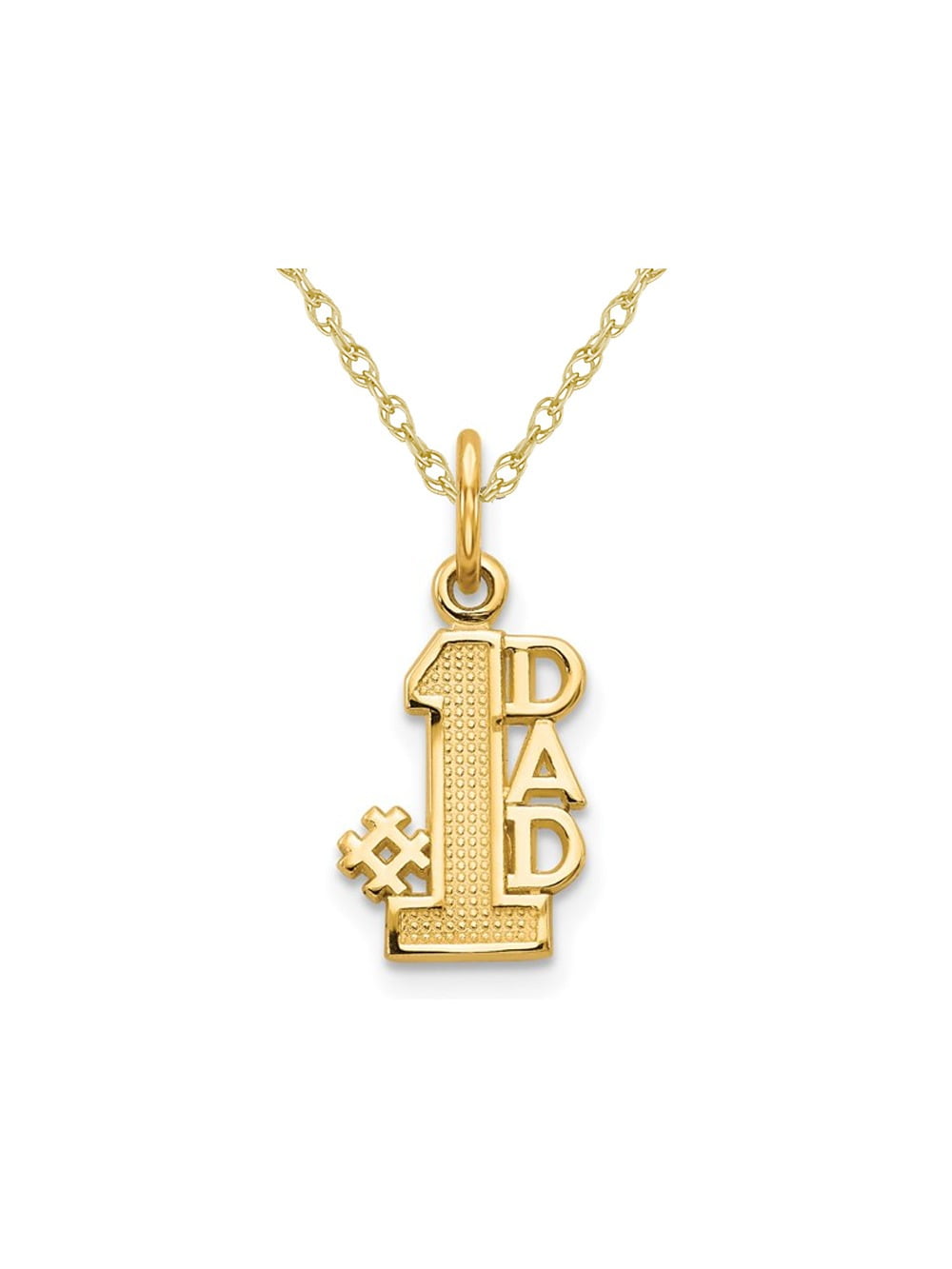 14K Yellow Gold #1 DAD Charm Pendant Necklace with Chain - Walmart.com