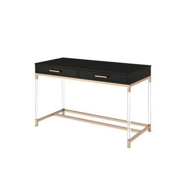 Best Master Furniture BA211 Gold Writing Desk Contemporary 3 Drawer ...