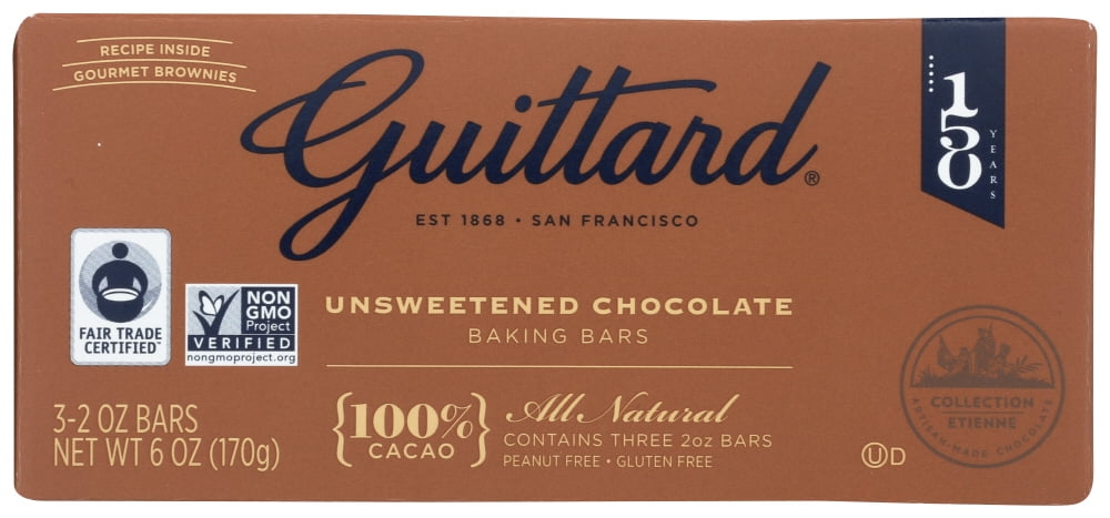Guittard Gourmet Baking Bars, Unsweetened Chocolate, 3 Bars - Walmart.com
