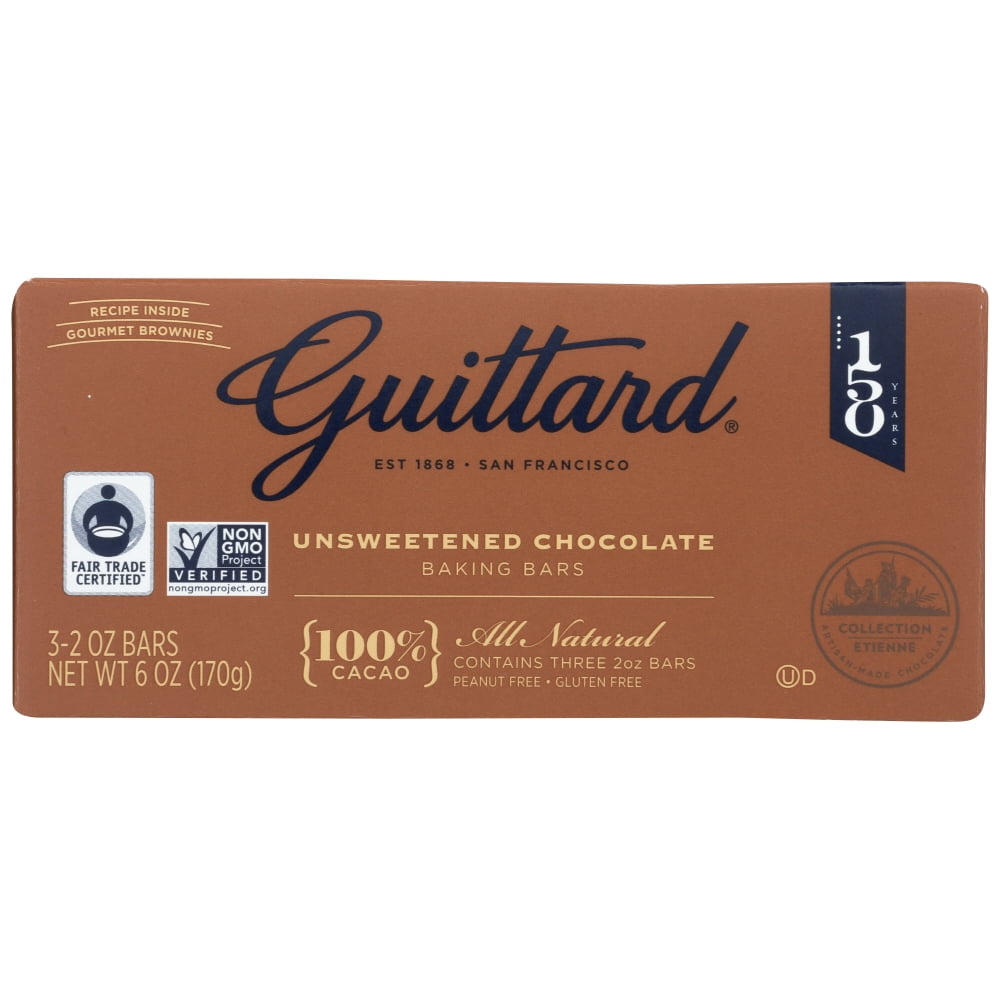 Guittard Gourmet Baking Bars, Unsweetened Chocolate, 3 Bars - Walmart ...