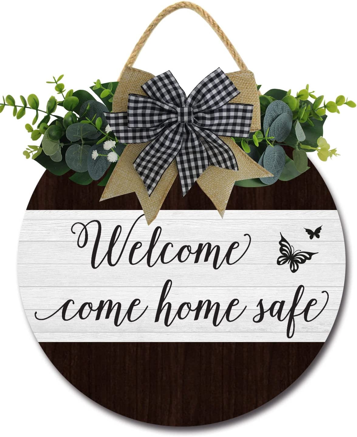 Eveokoki 12" Welcome Home for Front Door Farmhouse Porch ,Rustic Round ...