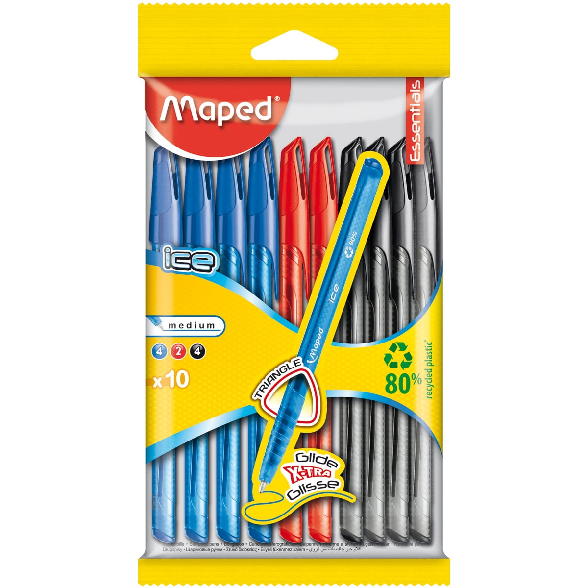 Triangular Ballpoint Pen 10/Pkg-Black, Blue, & Red - Walmart.com
