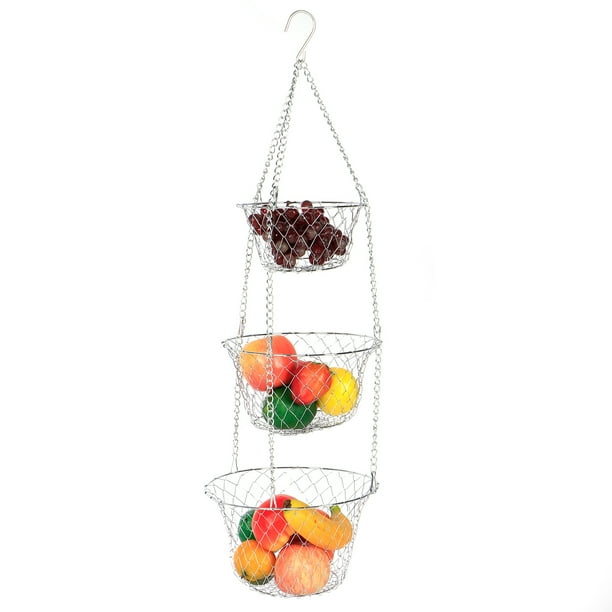 3-Tier Hanging Basket, Hanging Basket Stretchable Foldable For Flower ...