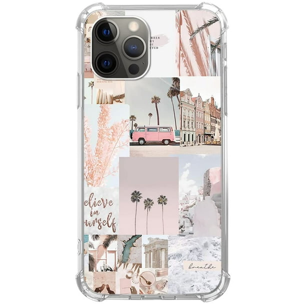 Pink Aesthetic Collage Case for iPhone 13 Pro Max,Aesthetic Art Design TPU Bumper Cover Case ...