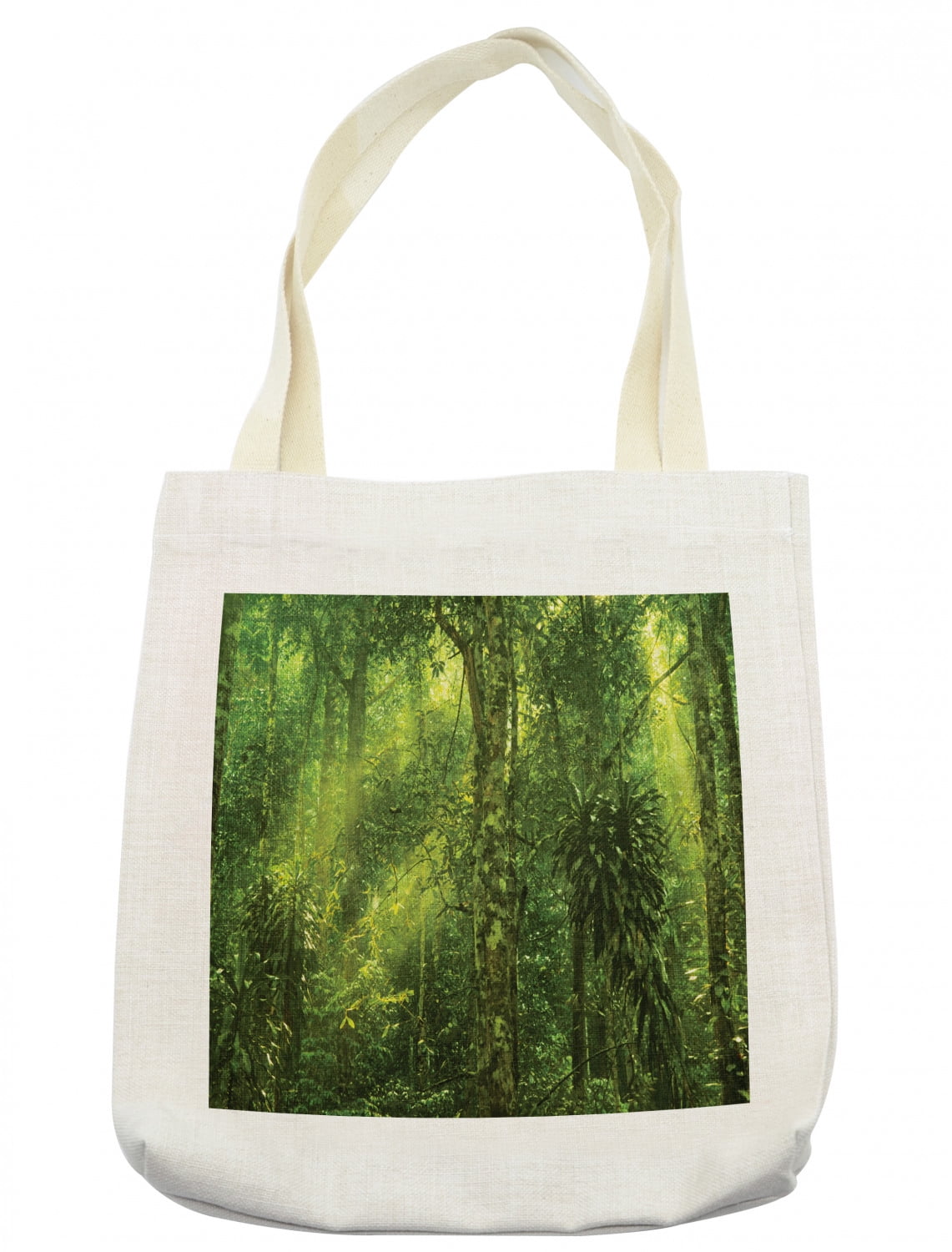 Rainforest Tote Bag, Sun Beaming into Tropical Forest Adventure Hiking ...