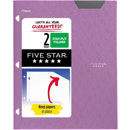 Five Star 2 Pocket Plastic Folder Purple - Walmart.ca