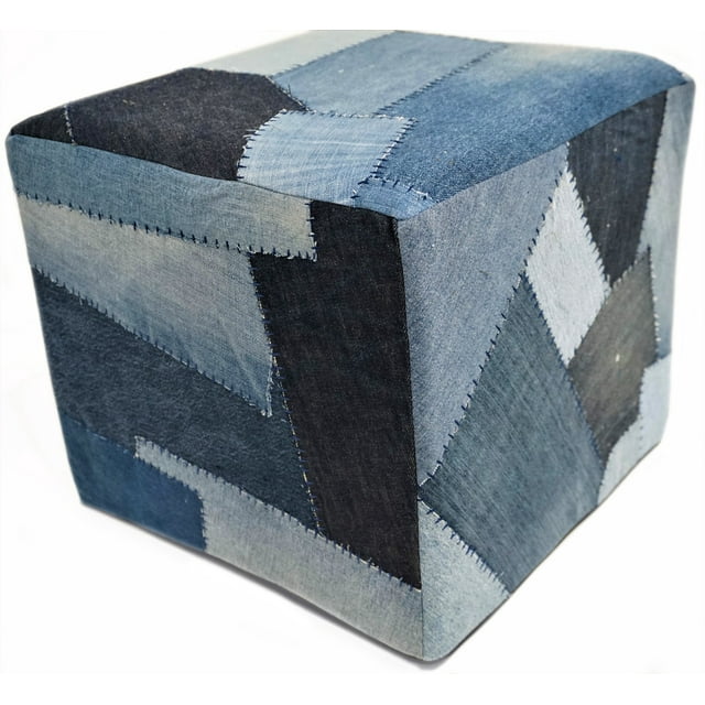 Home&Manor Faded Recycled Jeans Cube Pouf - Walmart.com