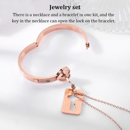 Couple Lock and Key Steel Necklaces Wedding Necklace Heart Bracelet ...