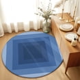 Blue Gradient Squares Round Living Room Rugs 6 ft, Softness Layers Zen ...